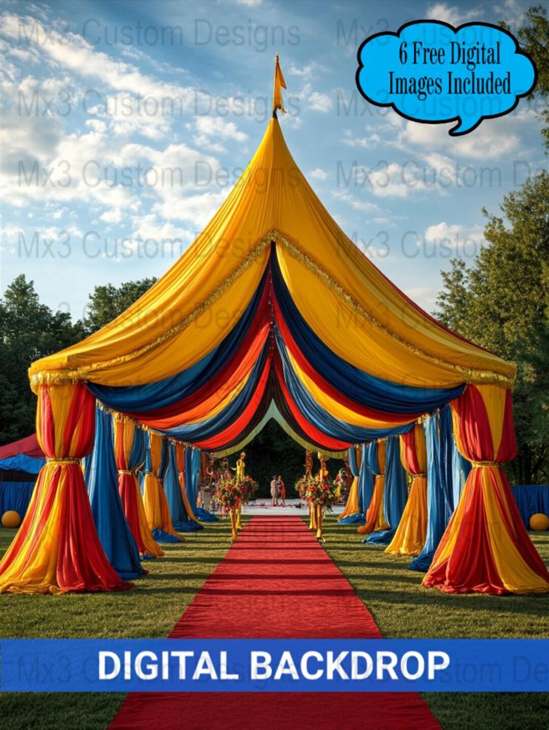 Vibrant Carnival-themed Digital Background, Circus Inspired Festive ...