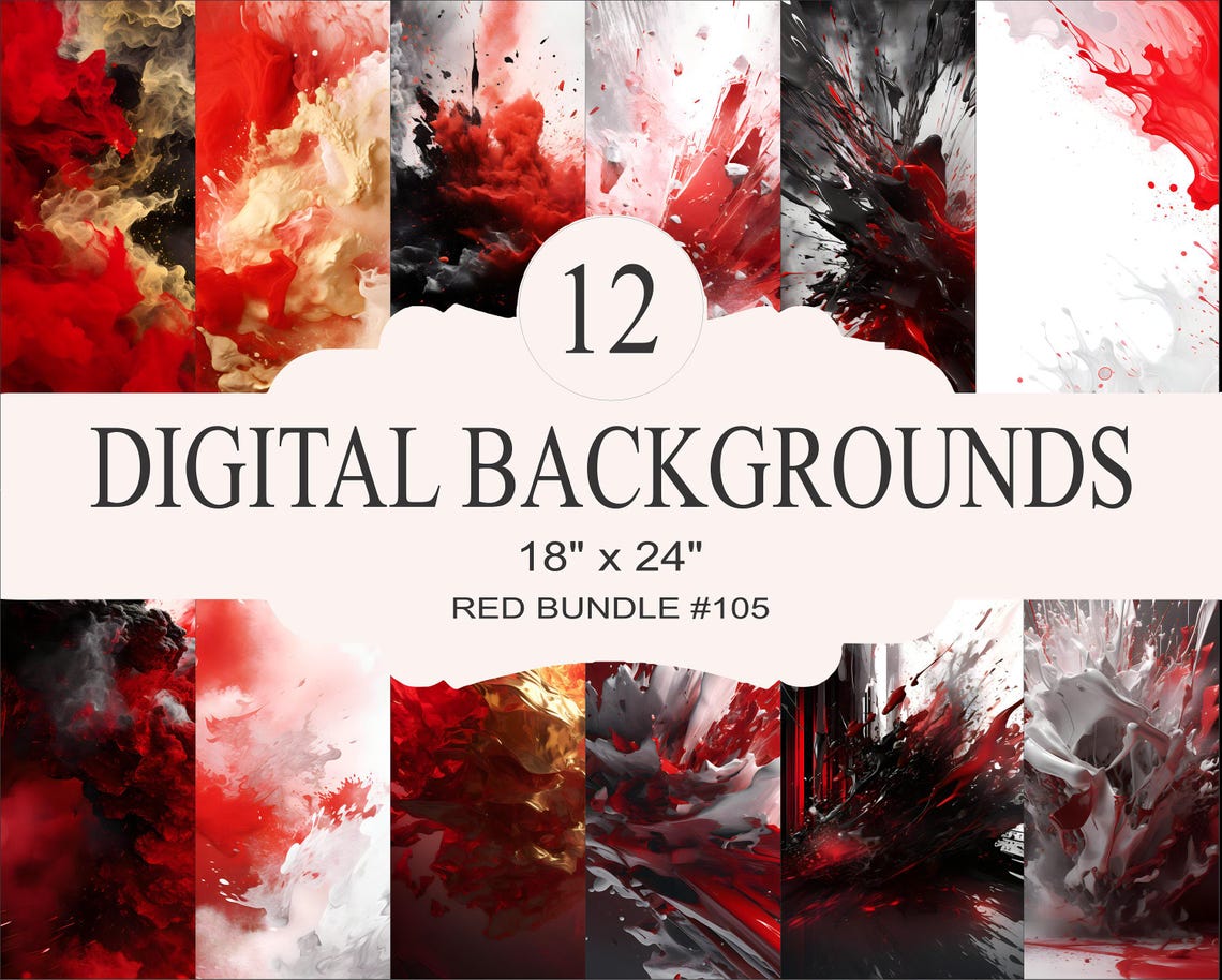 12 Red Digital Backgrounds - 18x24 Inch High Resolution Digital ...