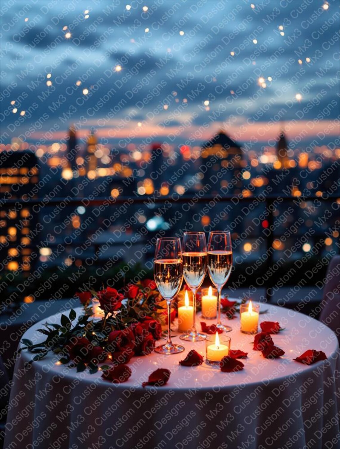 Romantic Cityscape Digital Background, Valentine's Day Candlelight ...