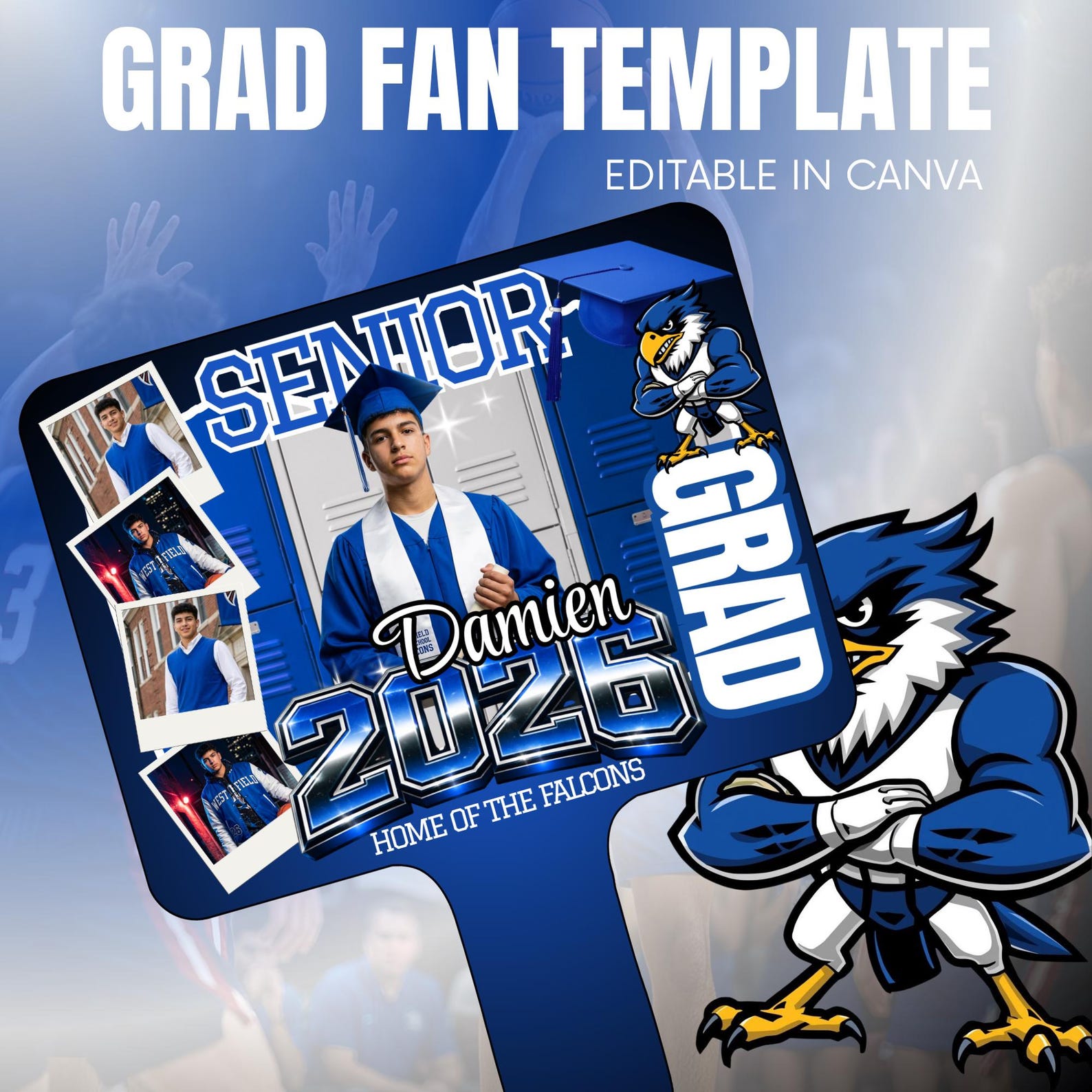 Class of 2026 Graduation Fan Template, Editable Senior Photo Grad Fan ...