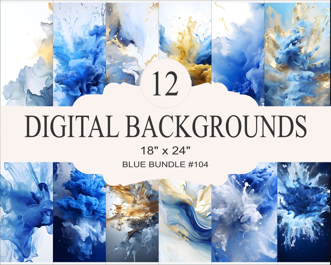 12 Blue Digital Backgrounds 18x24 Inch High Resolution Digital Download ...