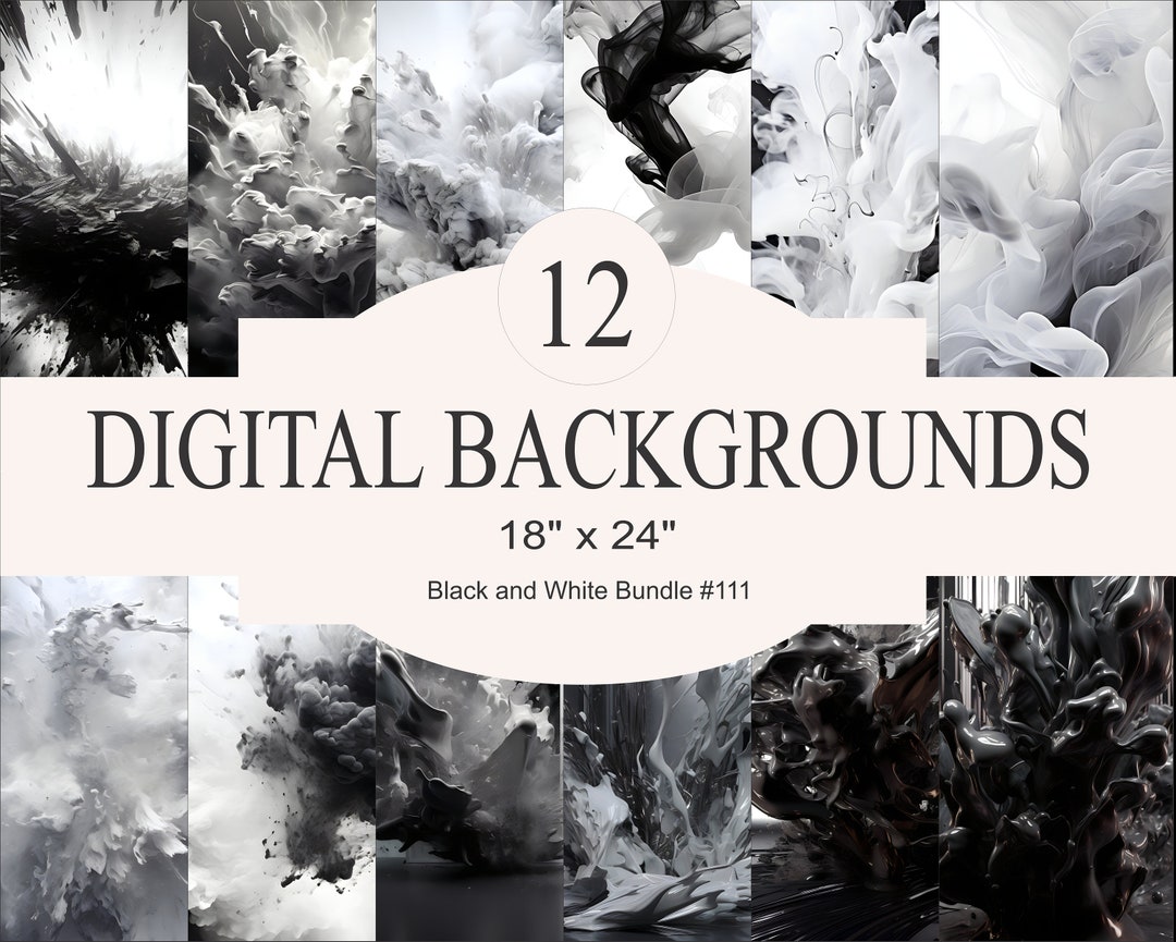 12 Black White Digital Backgrounds 18x24 Inch High Resolution Digital ...