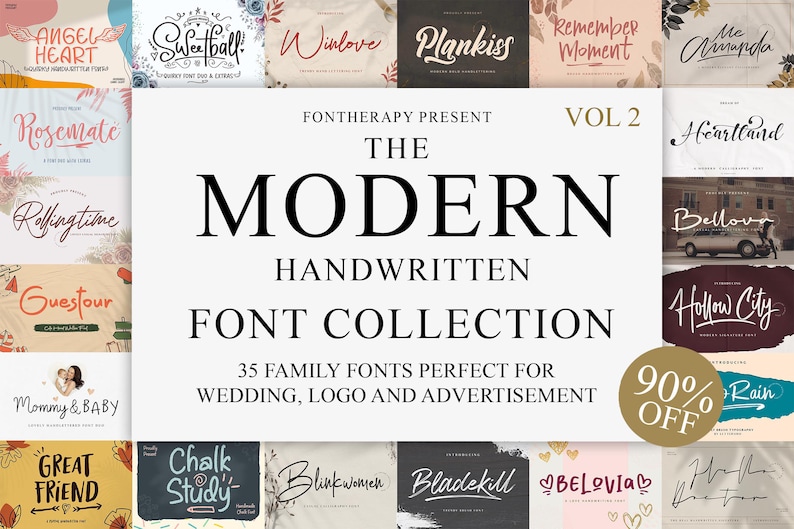 35 MODERN Handwritten Font Collection, Wedding Font, , Wedding ...