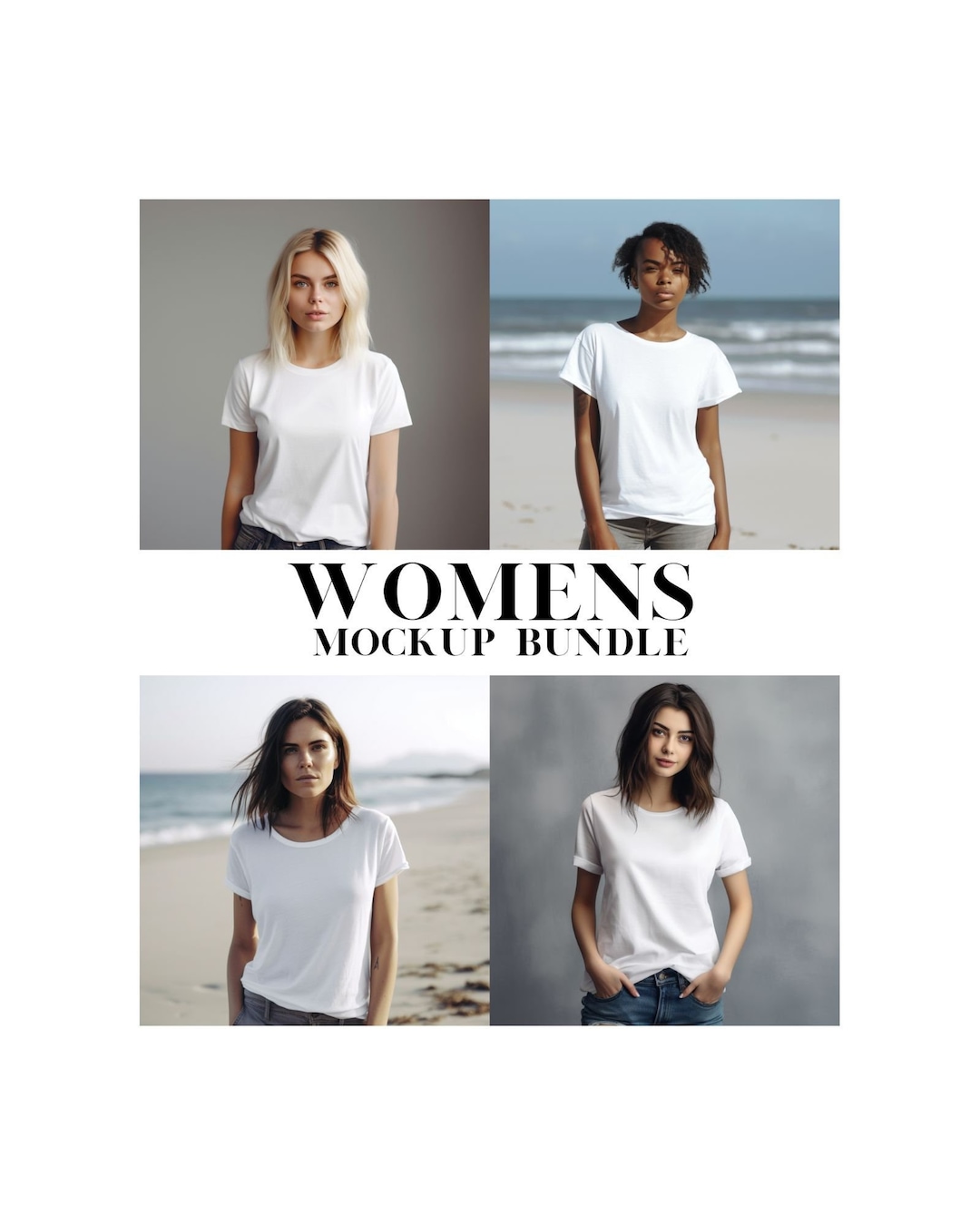 10 Female Mock Ups, Adult Female Mockup, Woman Mockup, White Shirt Mock ...