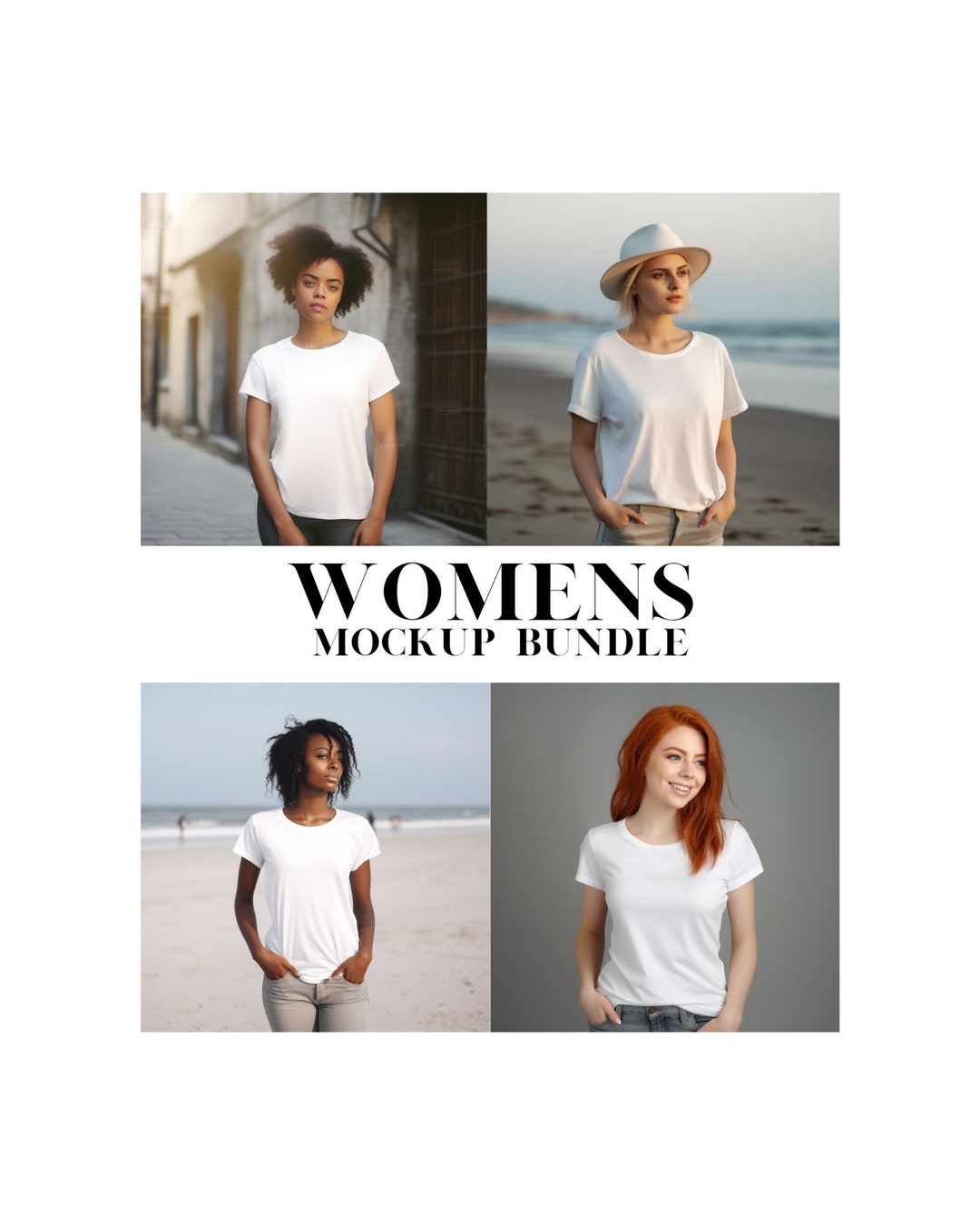 10 Female Mock Ups, Adult Female Mockup, Woman Mockup, White Shirt Mock ...