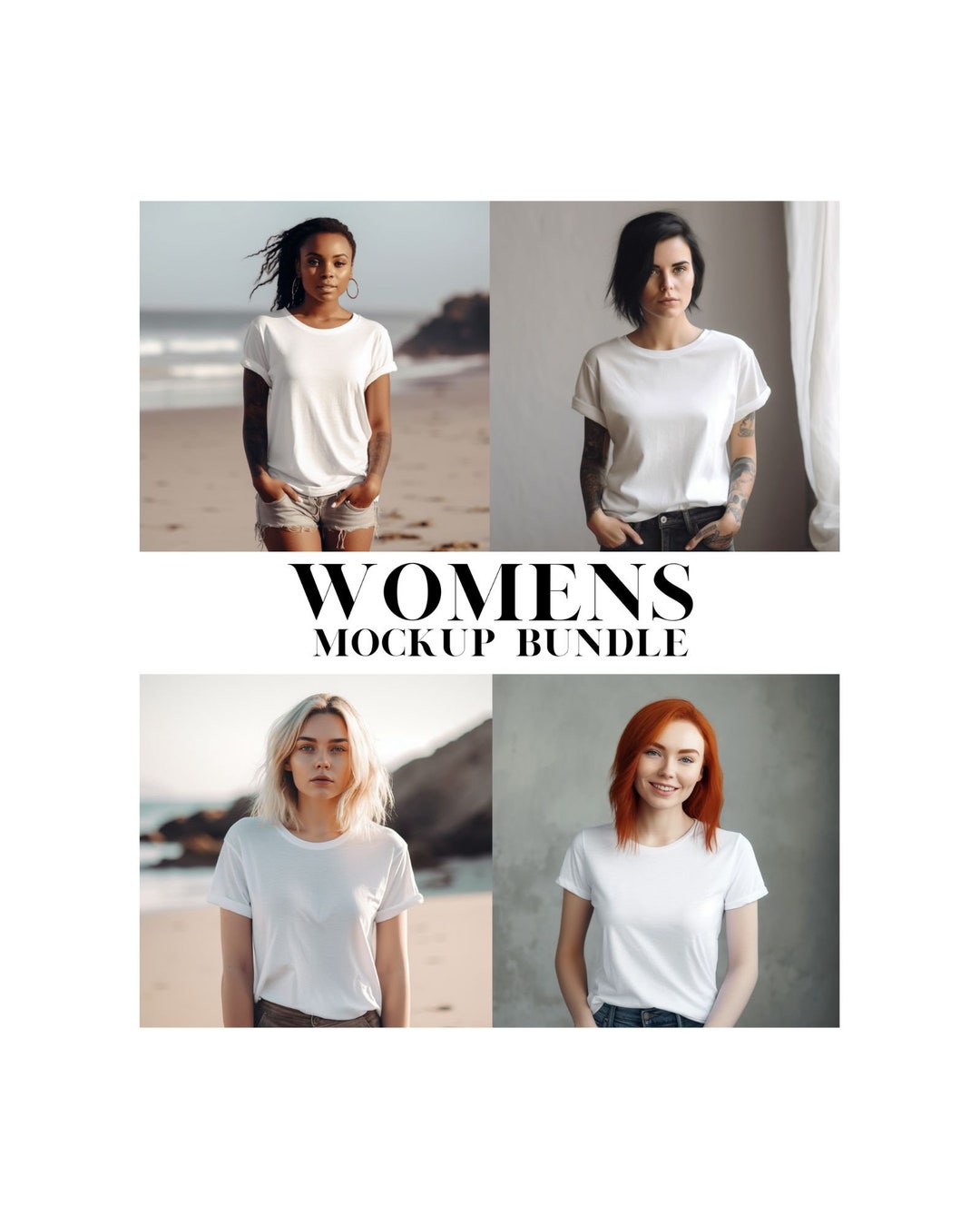 10 Female Mock Ups, Adult Female Mockup, Woman Mockup, White Shirt Mock ...