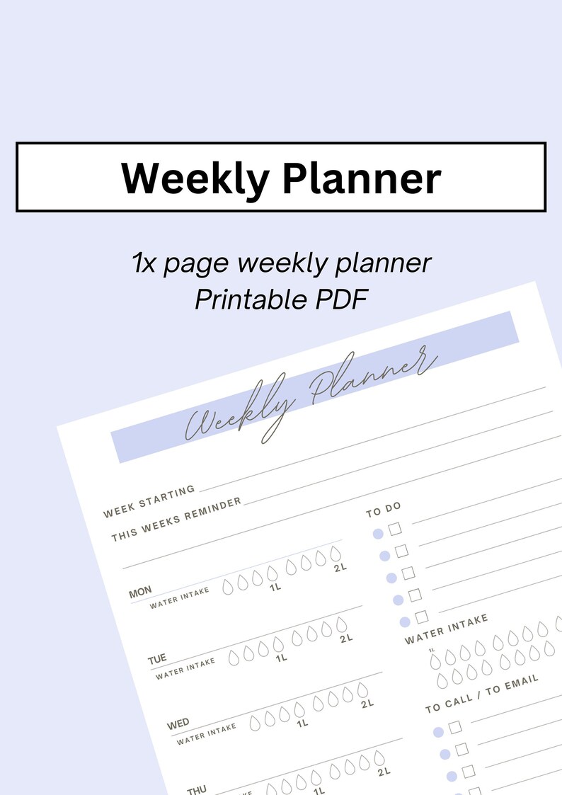 PRINTABLE Weekly Planner - Etsy