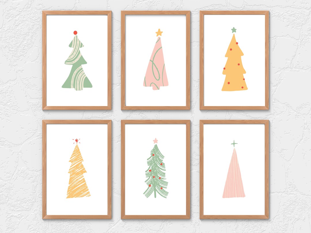 Christmas Tree Wall Art Set of 6 . Christmas Tree Art . - Etsy
