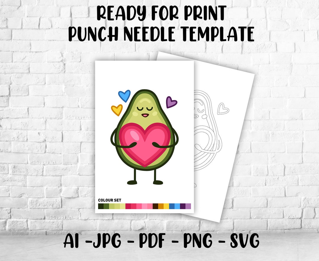Punch Needle Template, Cute Avocado Punch Needle Pattern Pdf, Png ...