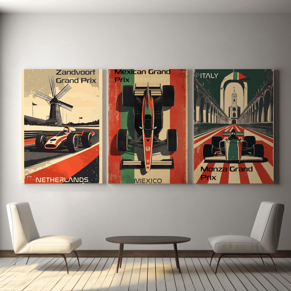 F1 Poster Set of 3, Formula 1 Wall Art, F1 Poster Italy, Mexico ...