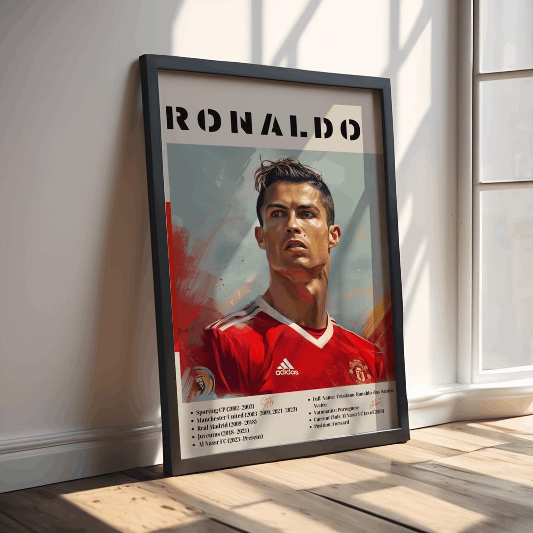 Ronaldo American Soccer Portrait Poster Office Man Cave A3 Sports Print ...