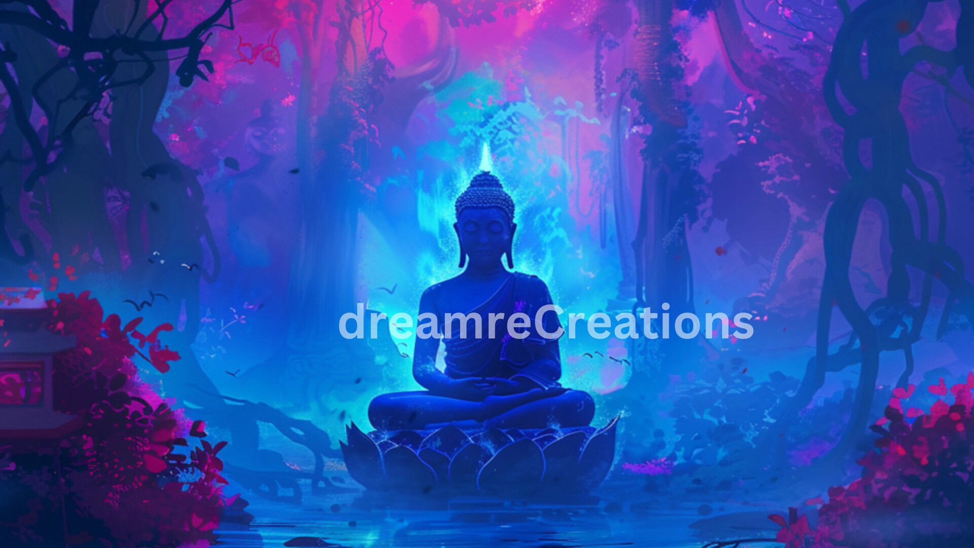 Peaceful Buddha Image Poster Miracle Garden Wall Art, Zen Meditation ...