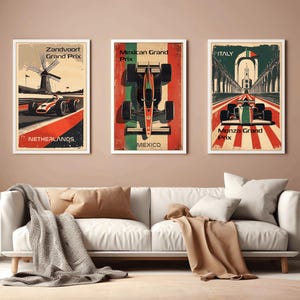 F1 Poster Set of 3, Formula 1 Wall Art, F1 Poster Italy, Mexico ...