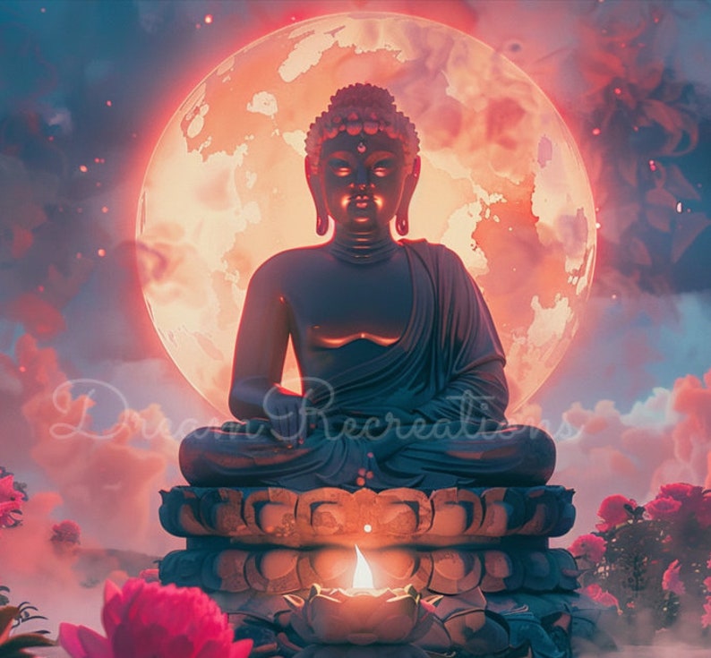 Peaceful Buddha Image Poster Miracle Garden Wall Art, Zen Meditation ...