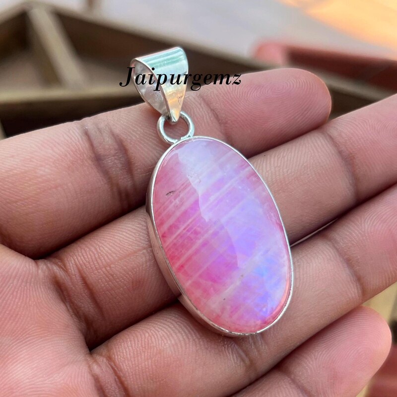 Pink Stone Pendant - Etsy