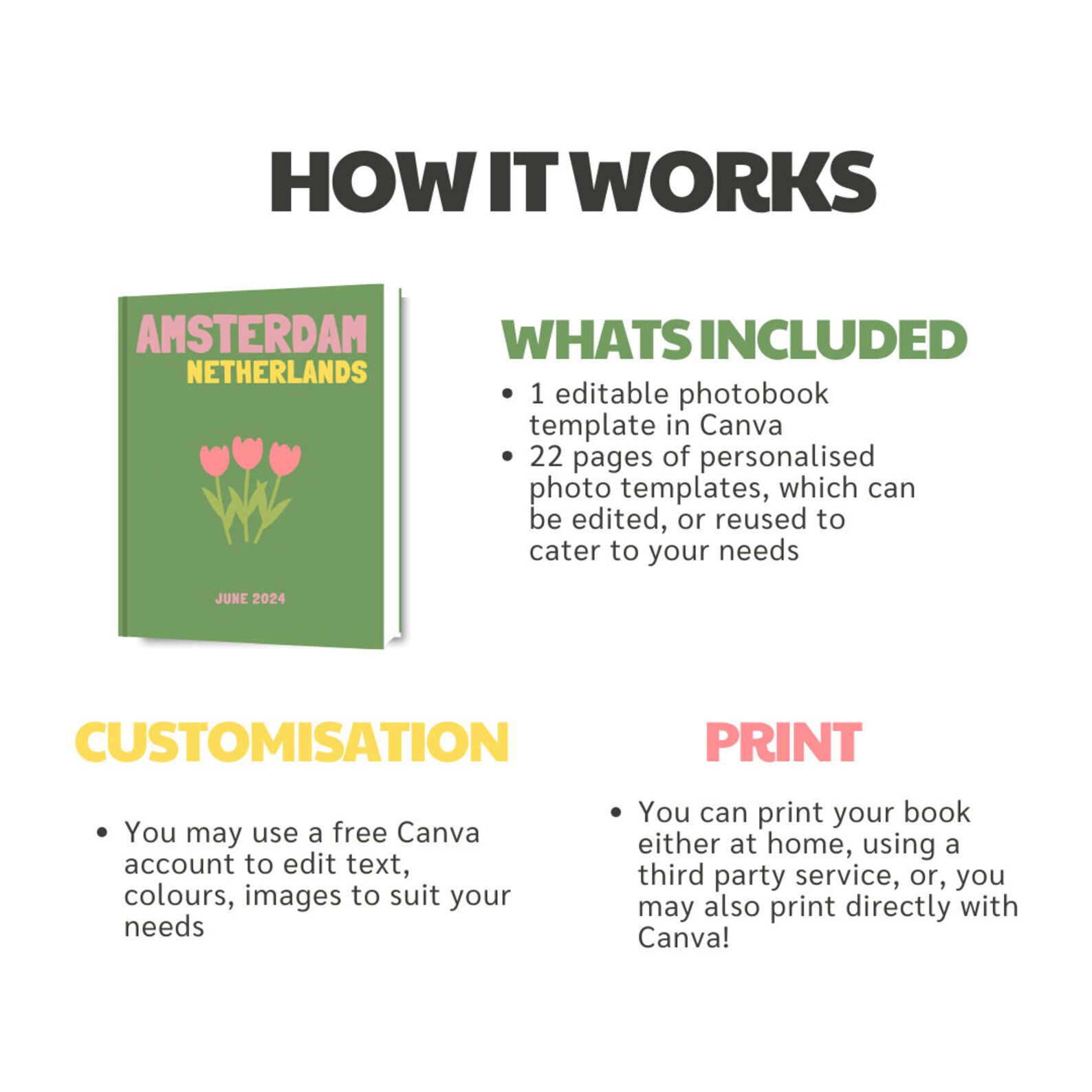 Assouline-inspired Amsterdam Tulip Netherlands Travel Print Photo Book ...