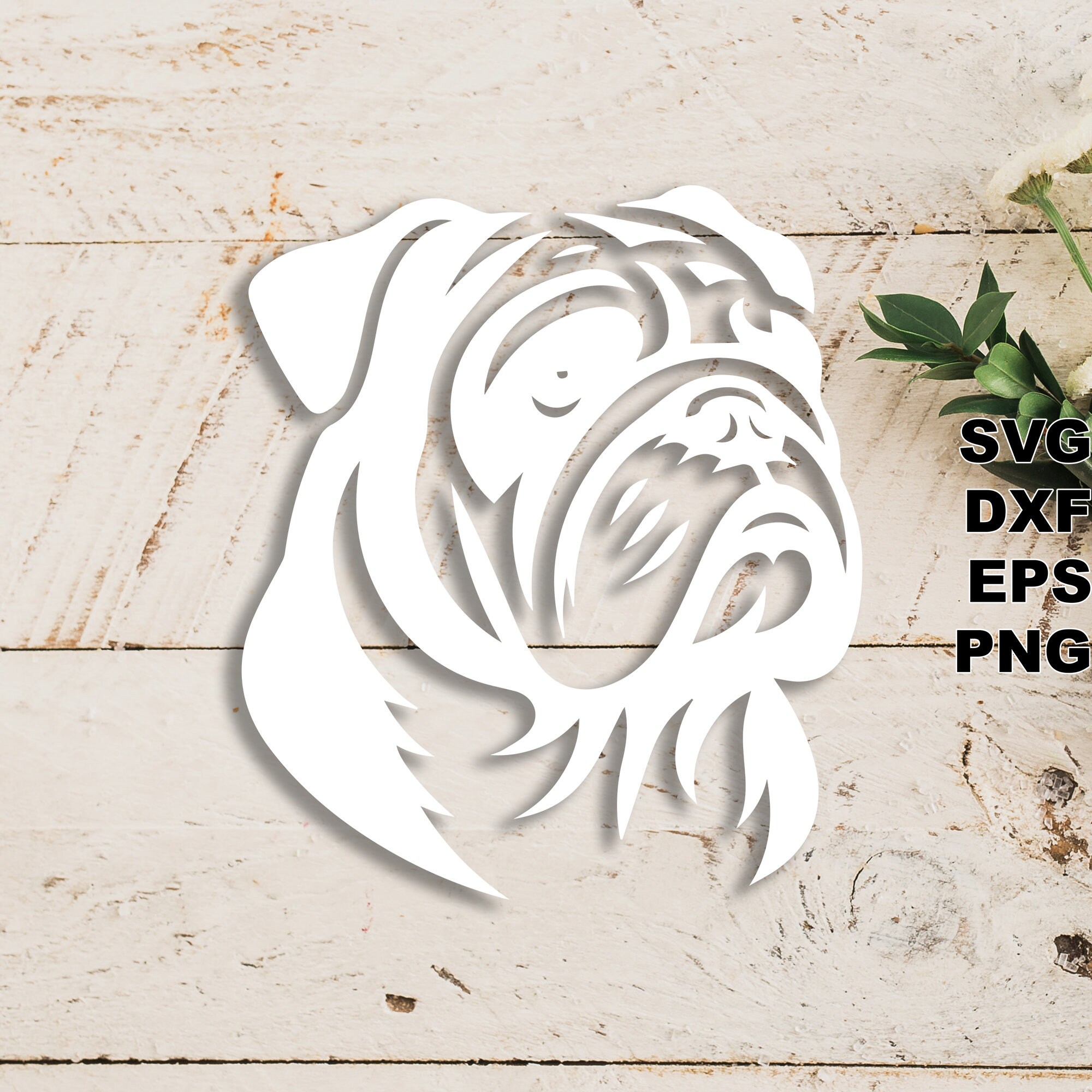 Bulldog SVG Cut Files svg Dxf Png Eps Silhouette & Cricut, Digital ...