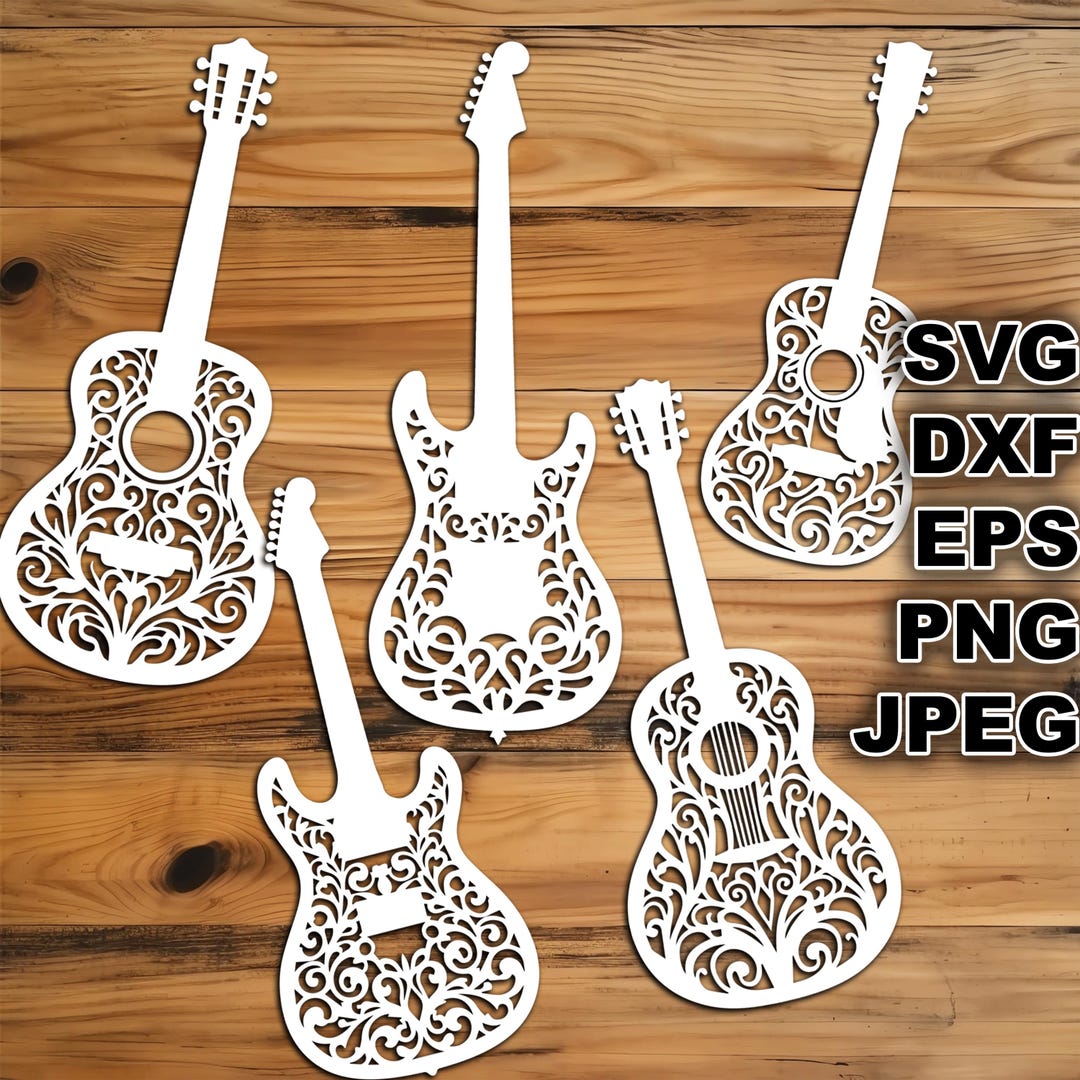 Filigree Guitars SVG Cut Files (svg Dxf Png Eps Jpeg) Silhouette ...