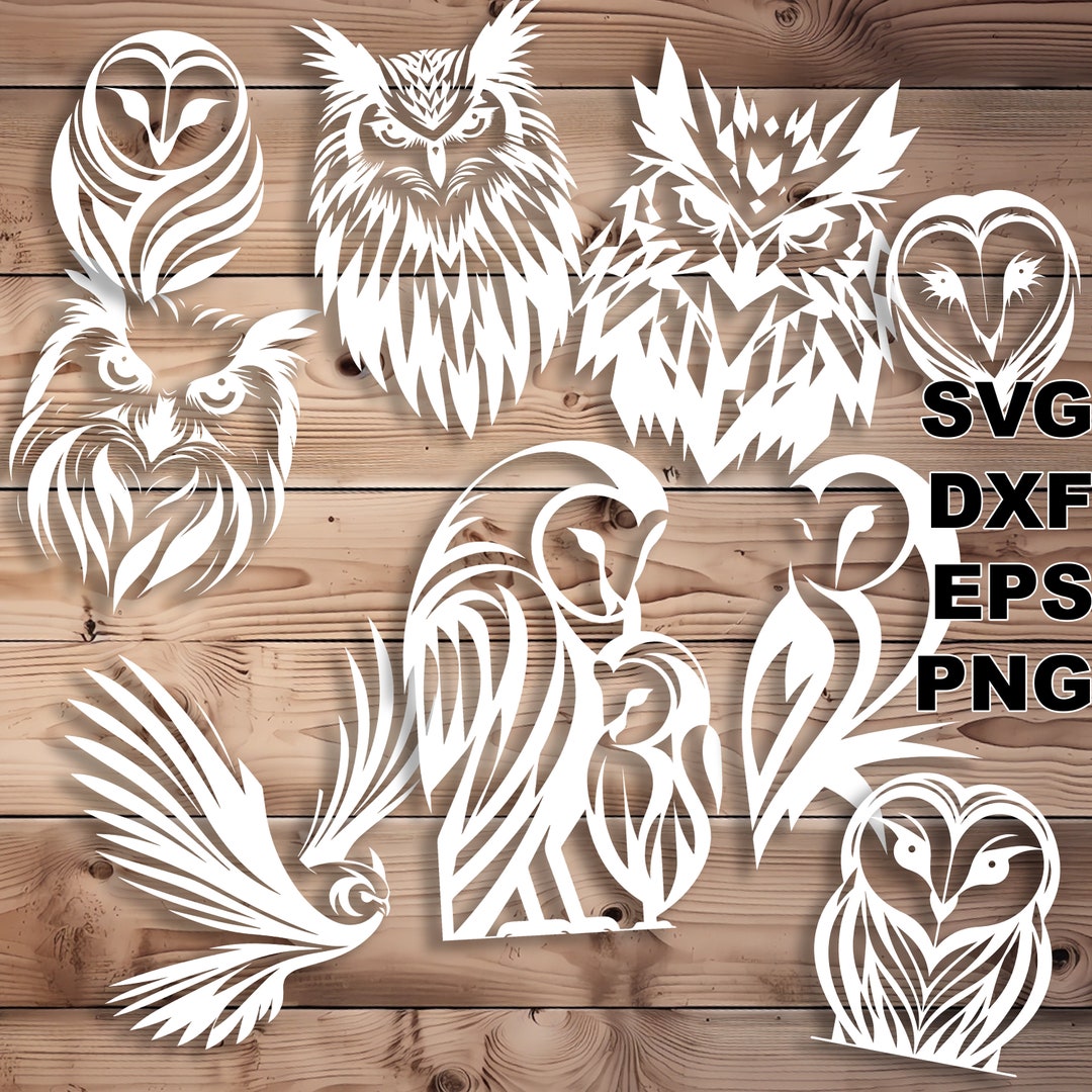 Owl SVG Cut Files (svg Dxf Png Eps) Vinyl and Paper Cut, CNC, Laser Cut ...