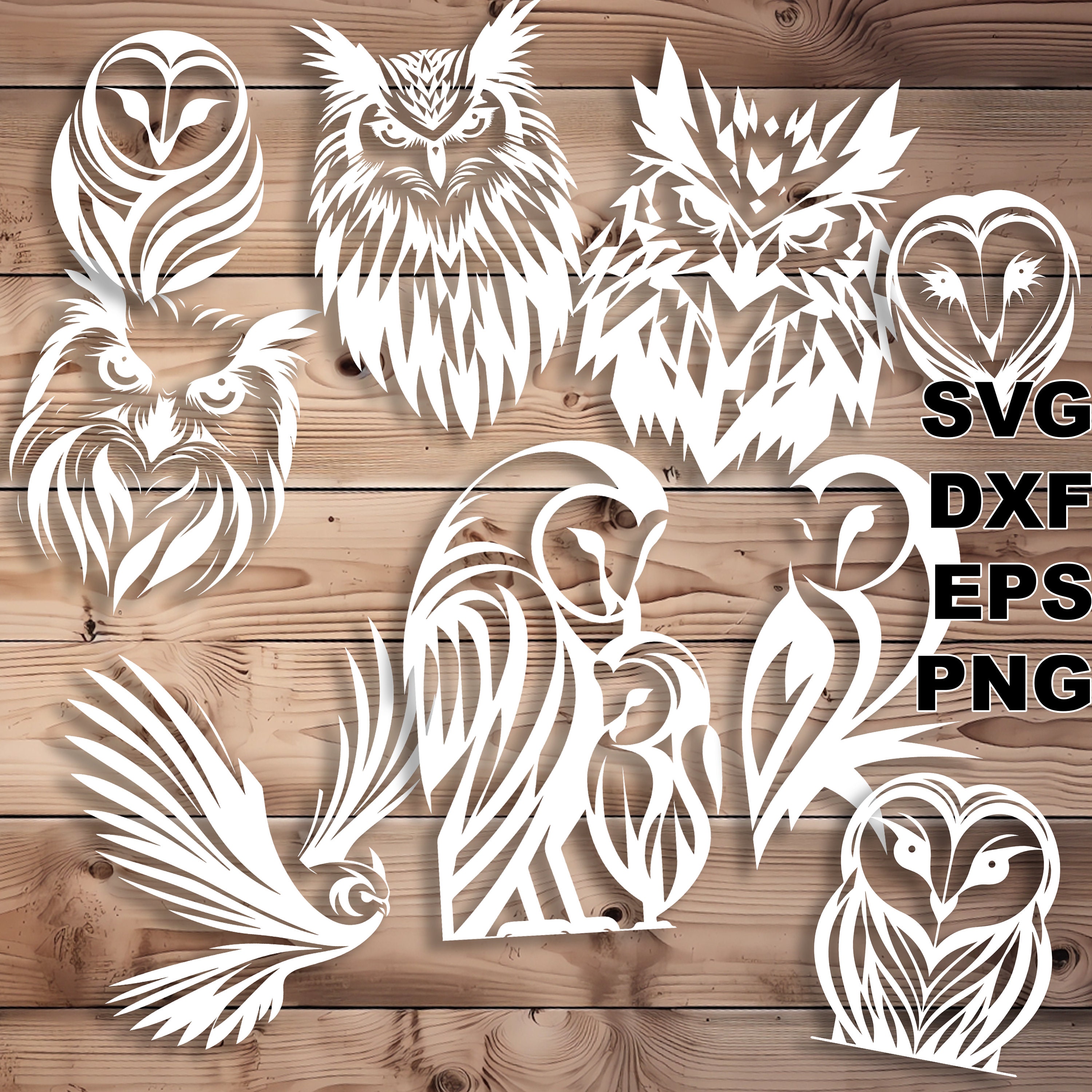 Owl SVG Cut Files svg Dxf Png Eps Vinyl and Paper Cut, CNC, Laser Cut ...