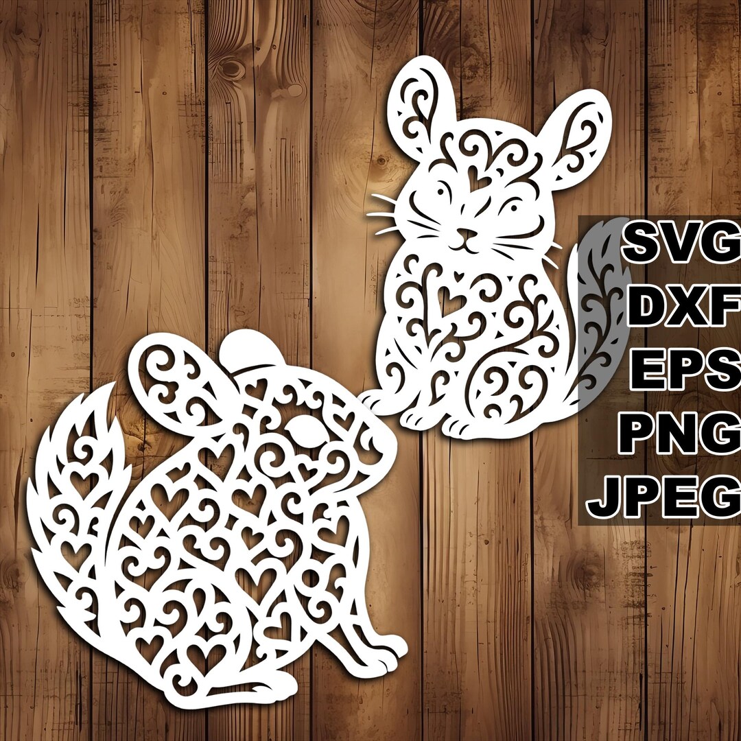 Lovely Chinchilla SVG Cut Files (svg Dxf Png Eps Jpeg) Silhouette ...