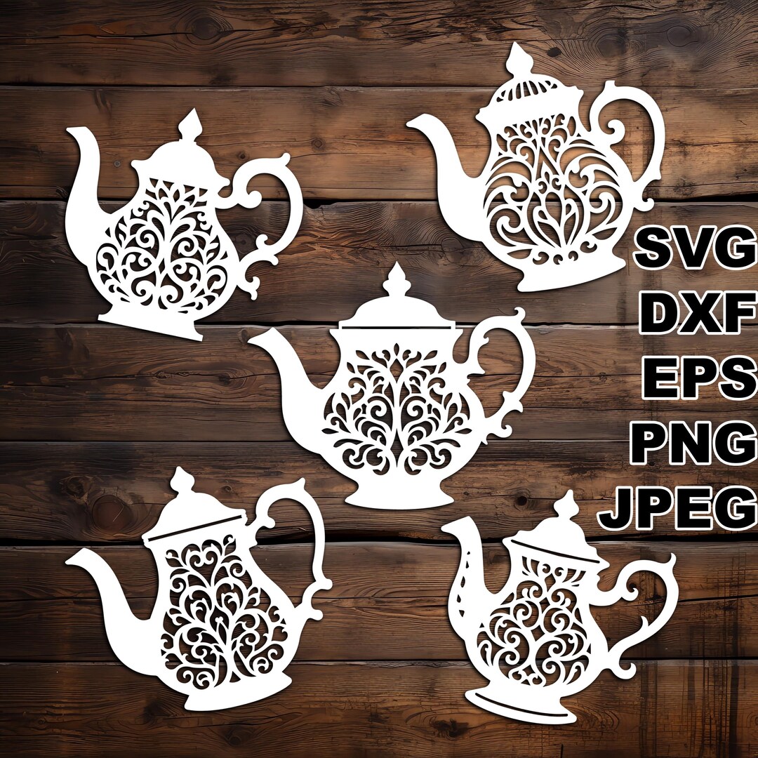 Filigree Teapot SVG Cut Files (svg Dxf Png Eps Jpeg) Silhouette ...
