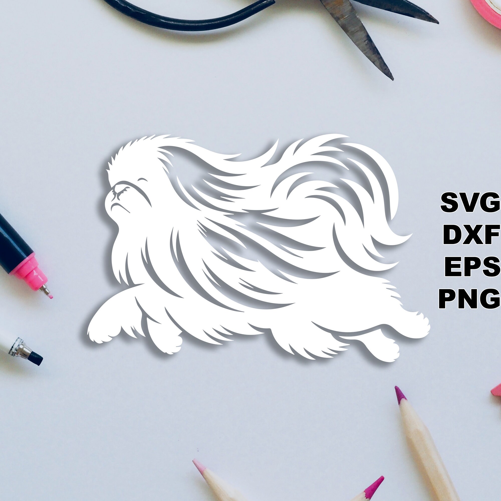 Pekingese SVG Cut Files svg Dxf Png Eps Silhouette & Cricut, Digital ...
