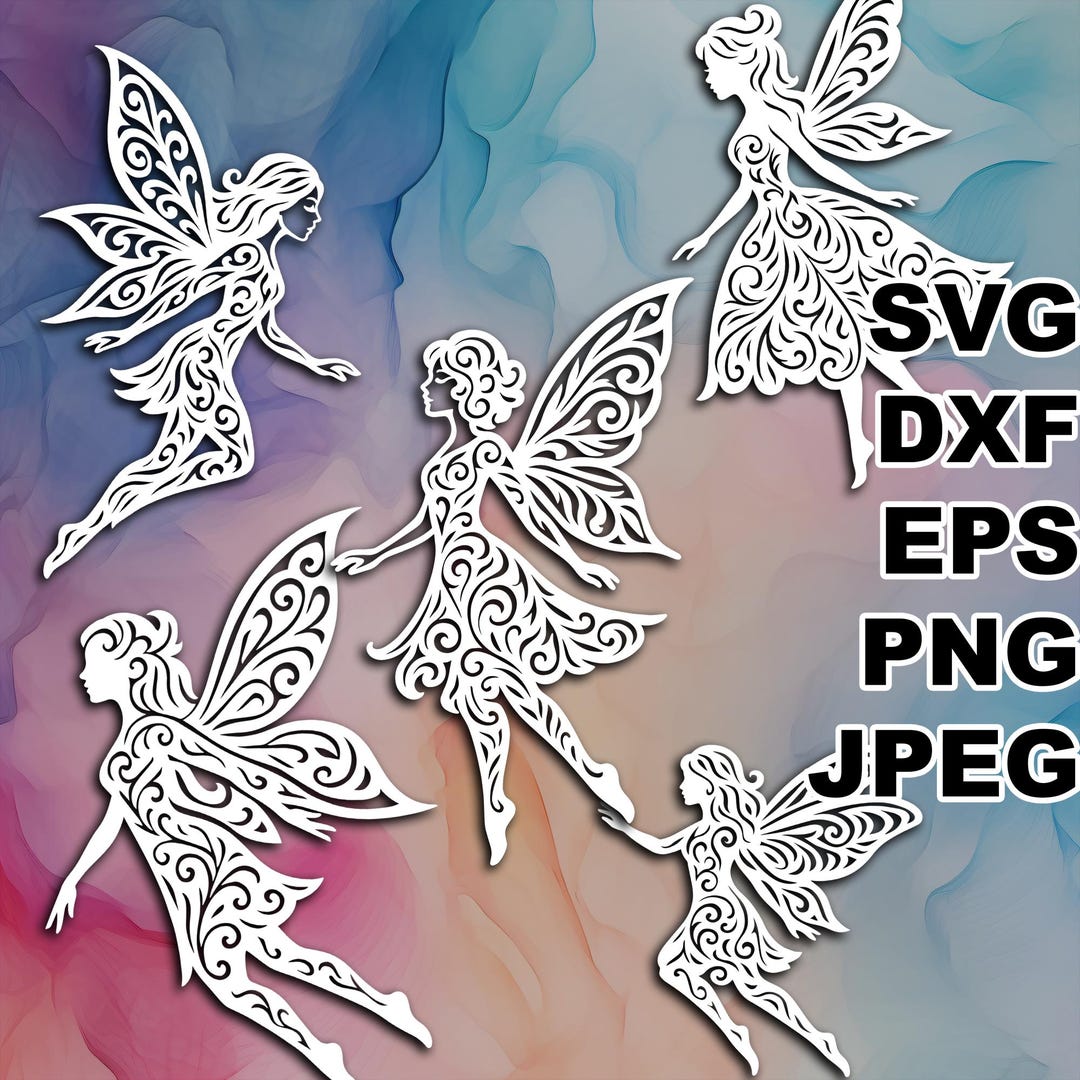 Filigree Fairy Flying SVG Cut Files (svg Dxf Png Eps Jpeg) Silhouette ...