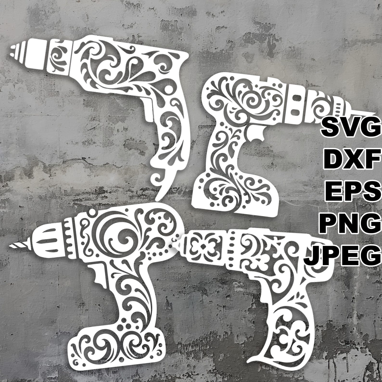Power Drill SVG Cut Files svg Dxf Png Eps Jpeg Silhouette & Cricut ...