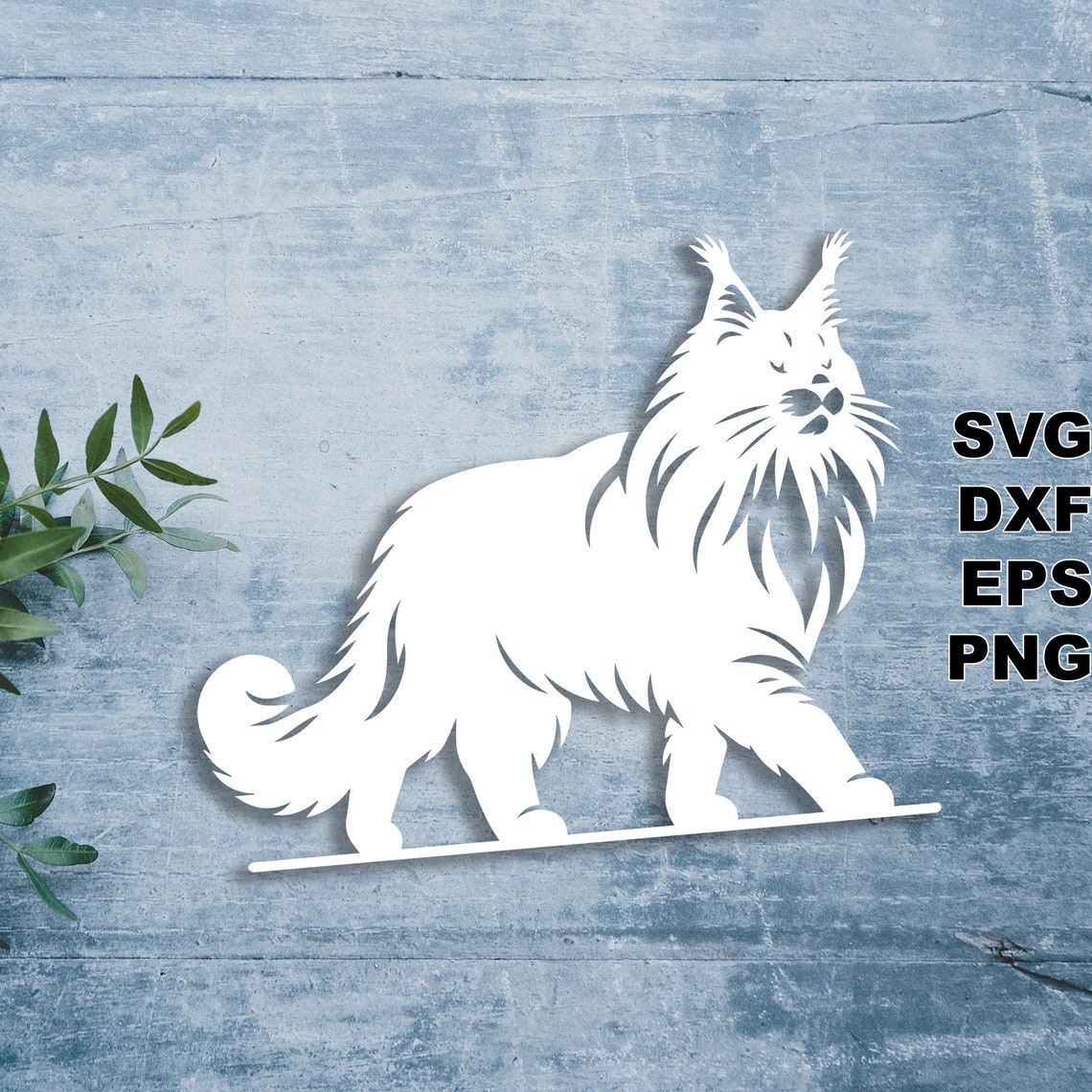 Maine Coon Cat SVG Cut Files svg Dxf Png Eps Silhouette & Cricut ...