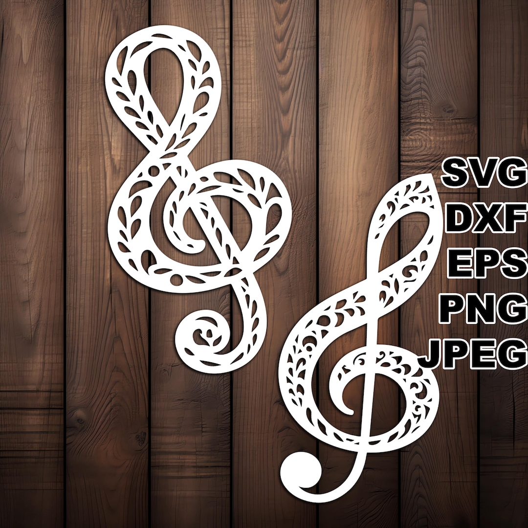 Treble Clef SVG Cut Files (svg Dxf Png Eps Jpeg) Silhouette & Cricut ...