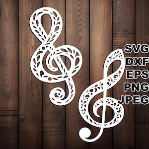 Treble Clef SVG Cut Files (svg Dxf Png Eps Jpeg) Silhouette & Cricut ...