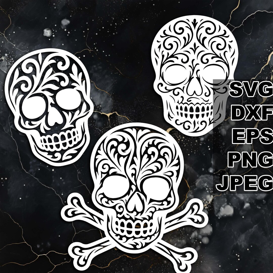 Filigree Skulls SVG Cut Files (svg Dxf Png Eps Jpeg) Silhouette ...