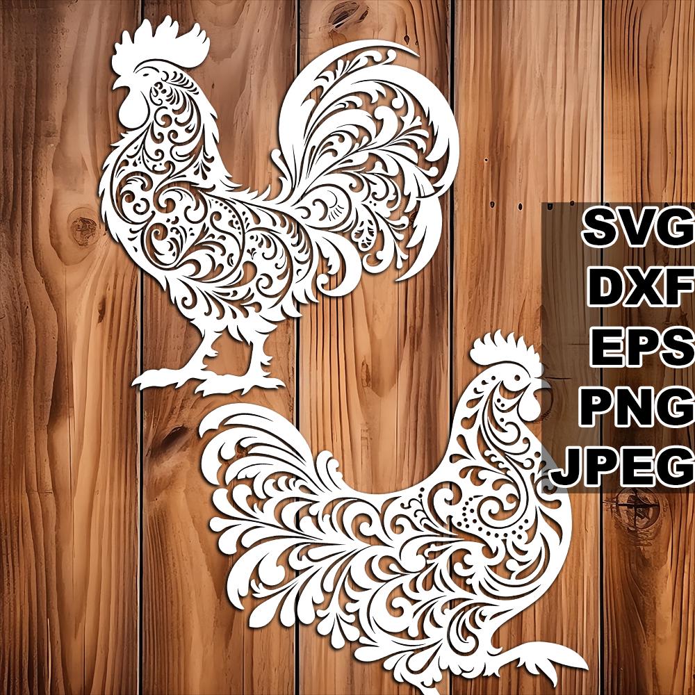 Chicken Fancy SVG Cut Files (svg Dxf Png Eps Jpg) Silhouette & Cricut ...