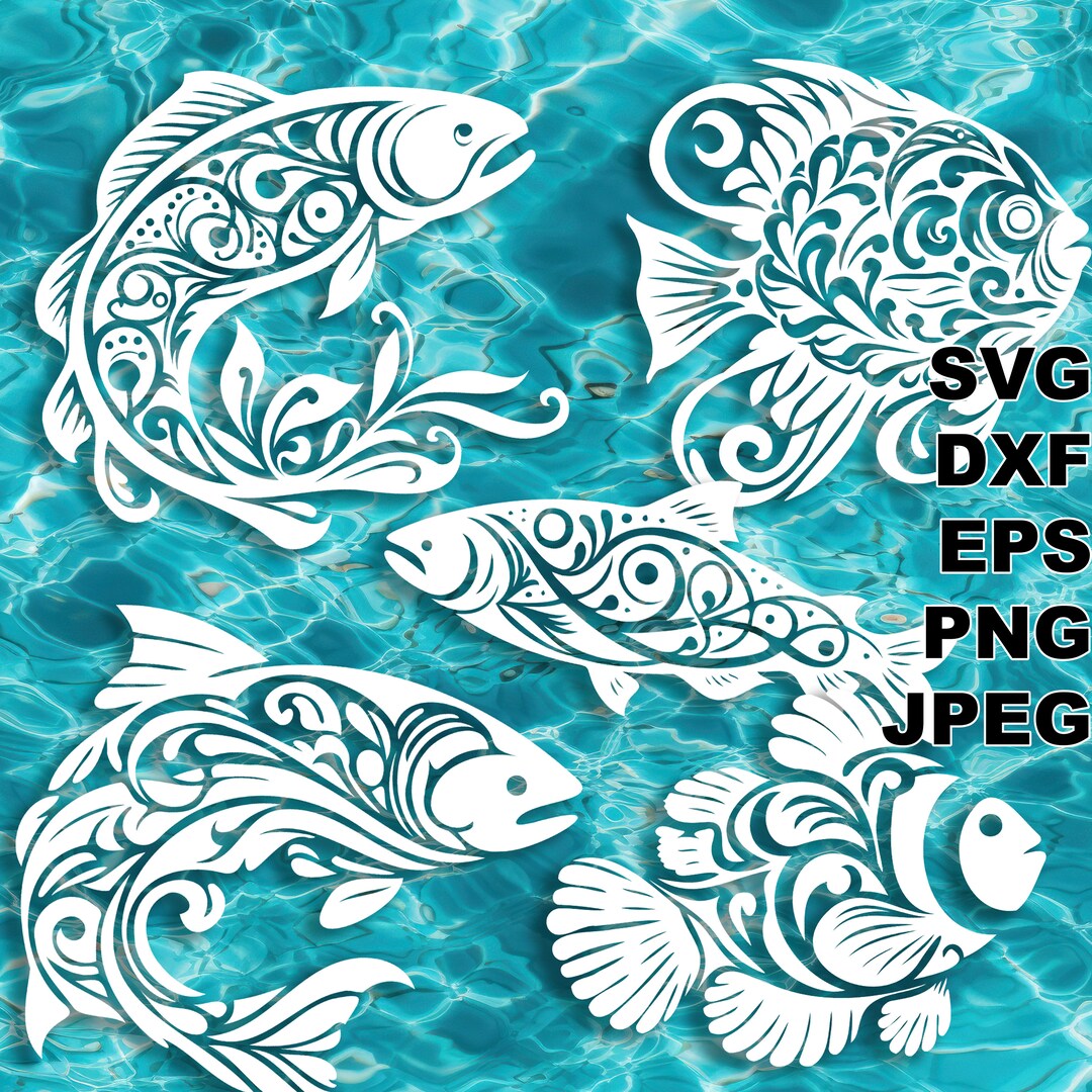 Fish SVG Cut Files (svg Dxf Png Eps Jpg) Silhouette & Cricut ...