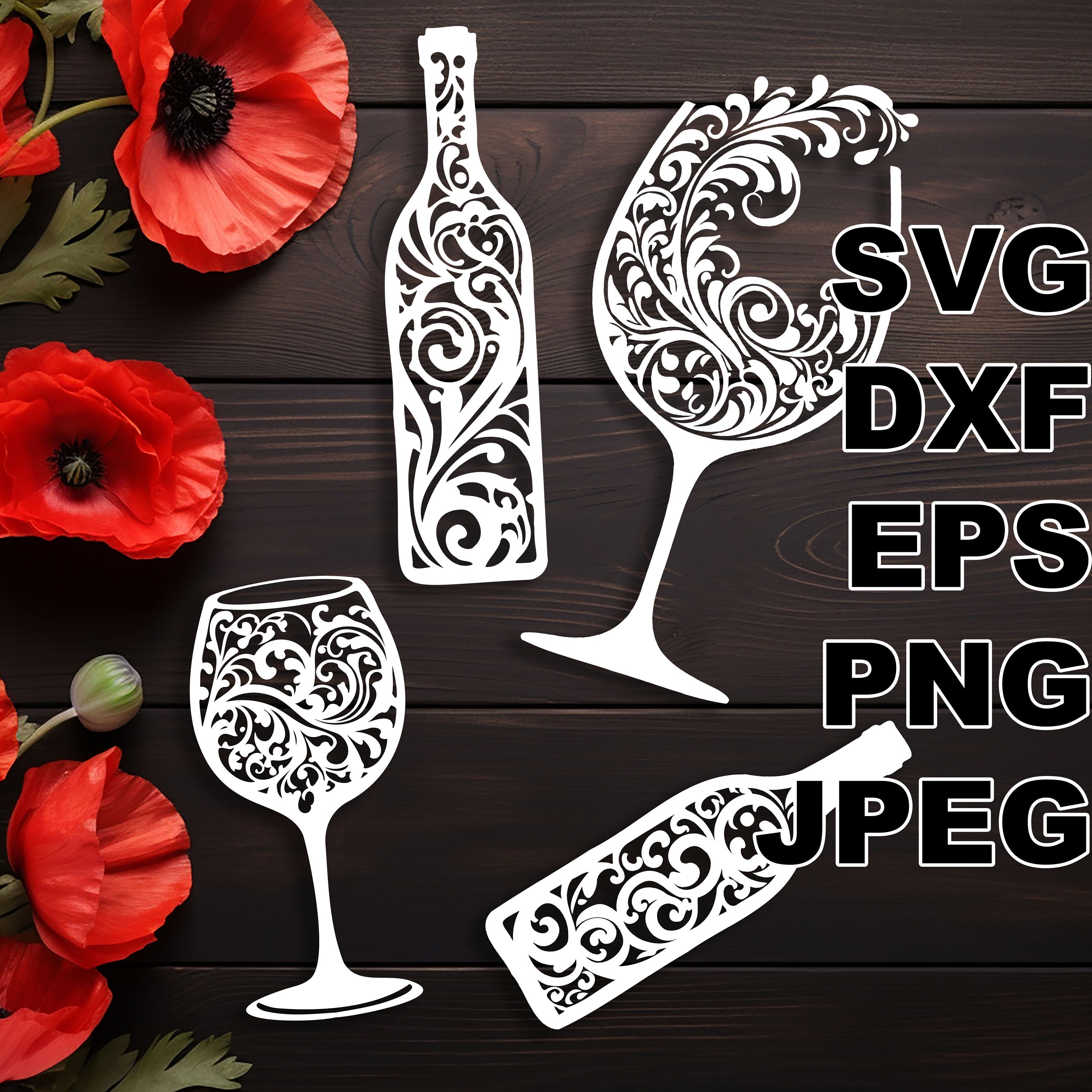 Fanciest Wine SVG Cut Files svg Dxf Png Eps Jpg Silhouette & Cricut ...