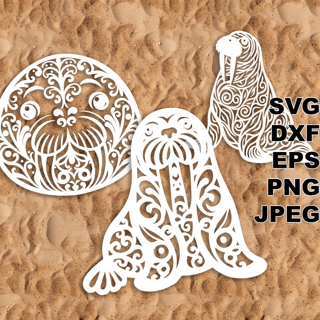Elaborate Walrus SVG Cut Files (svg Dxf Png Eps Jpeg) Silhouette ...