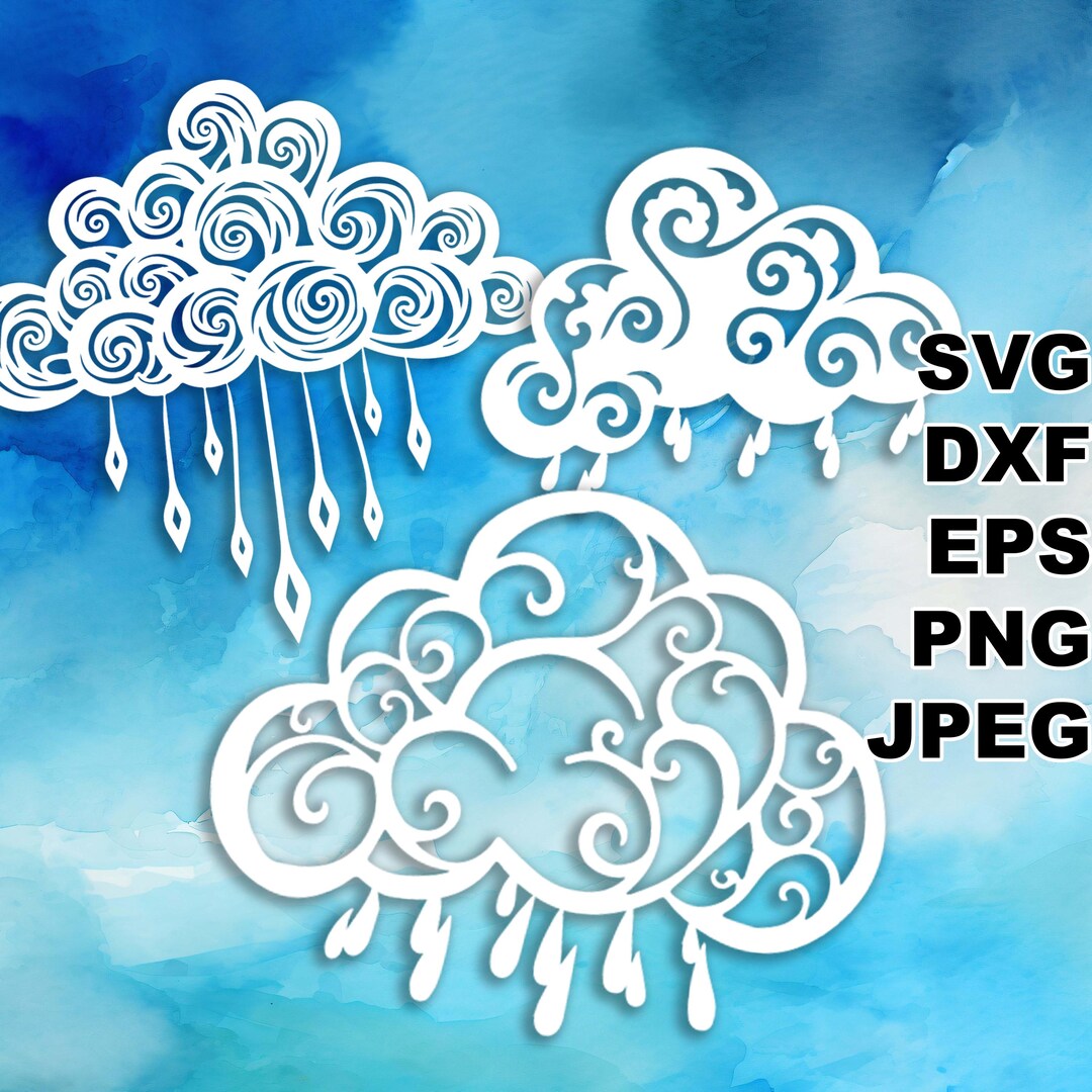 Raincloud SVG Cut Files (svg Dxf Png Eps Jpeg) Silhouette & Cricut ...