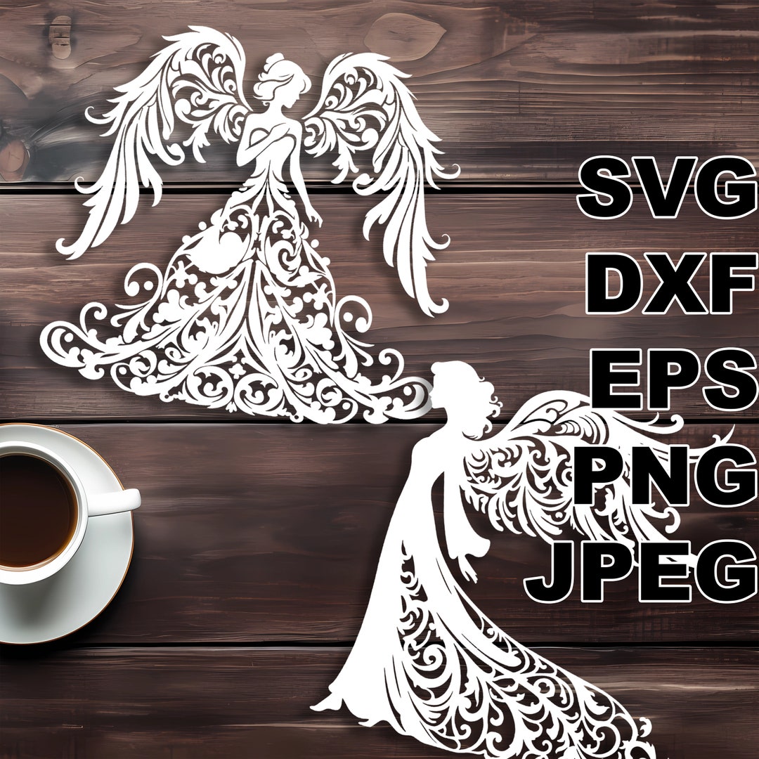 Elegant Angels SVG Cut Files (svg Dxf Png Eps Jpg) Silhouette & Cricut ...