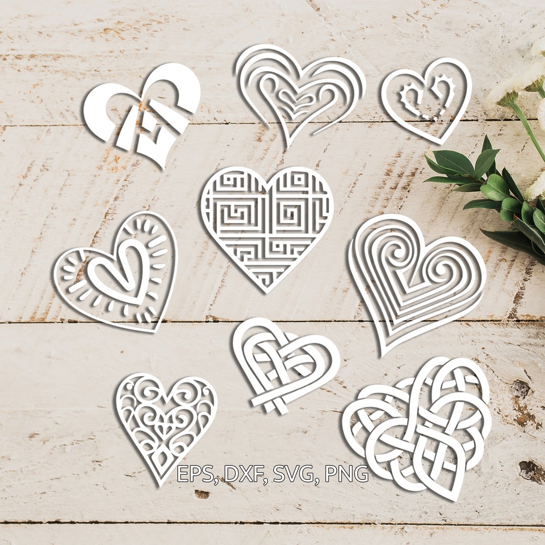 Archivos de corte SVG de corazones svg dxf png eps Silhouette & Cricut ...