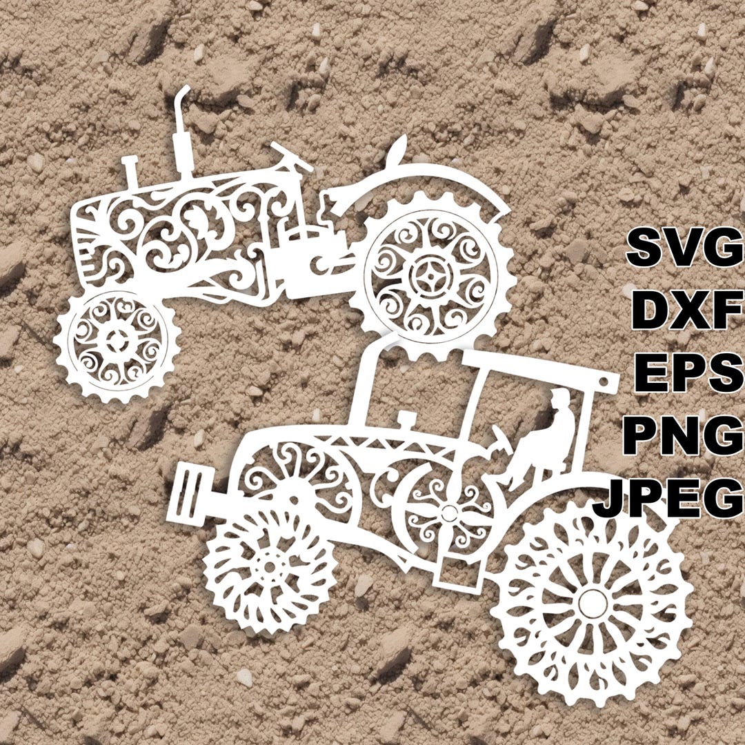 Fancy Tractor SVG Cut Files svg Dxf Png Eps Jpeg Silhouette & Cricut ...
