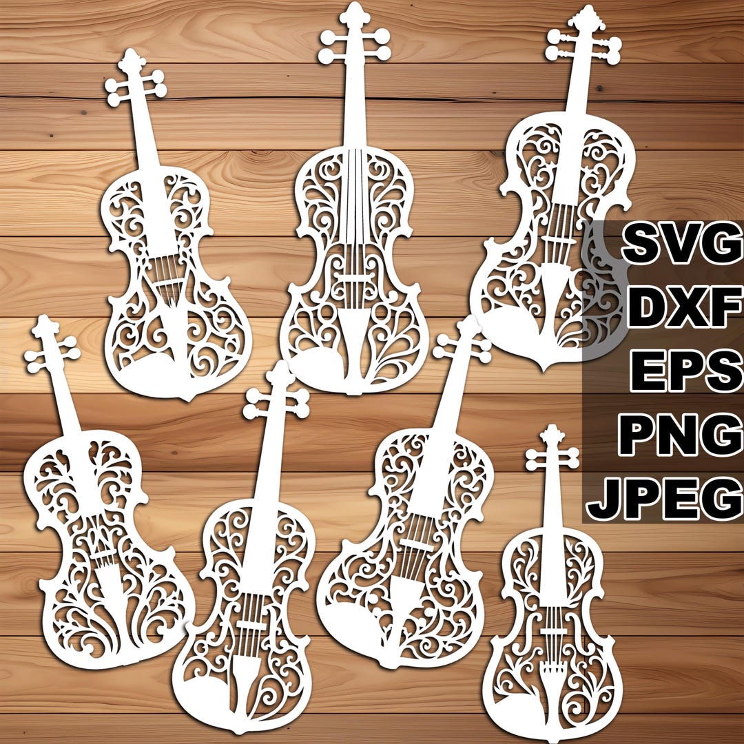 Violin Filigree SVG Cut Files (svg Dxf Png Eps Jpeg) Silhouette ...