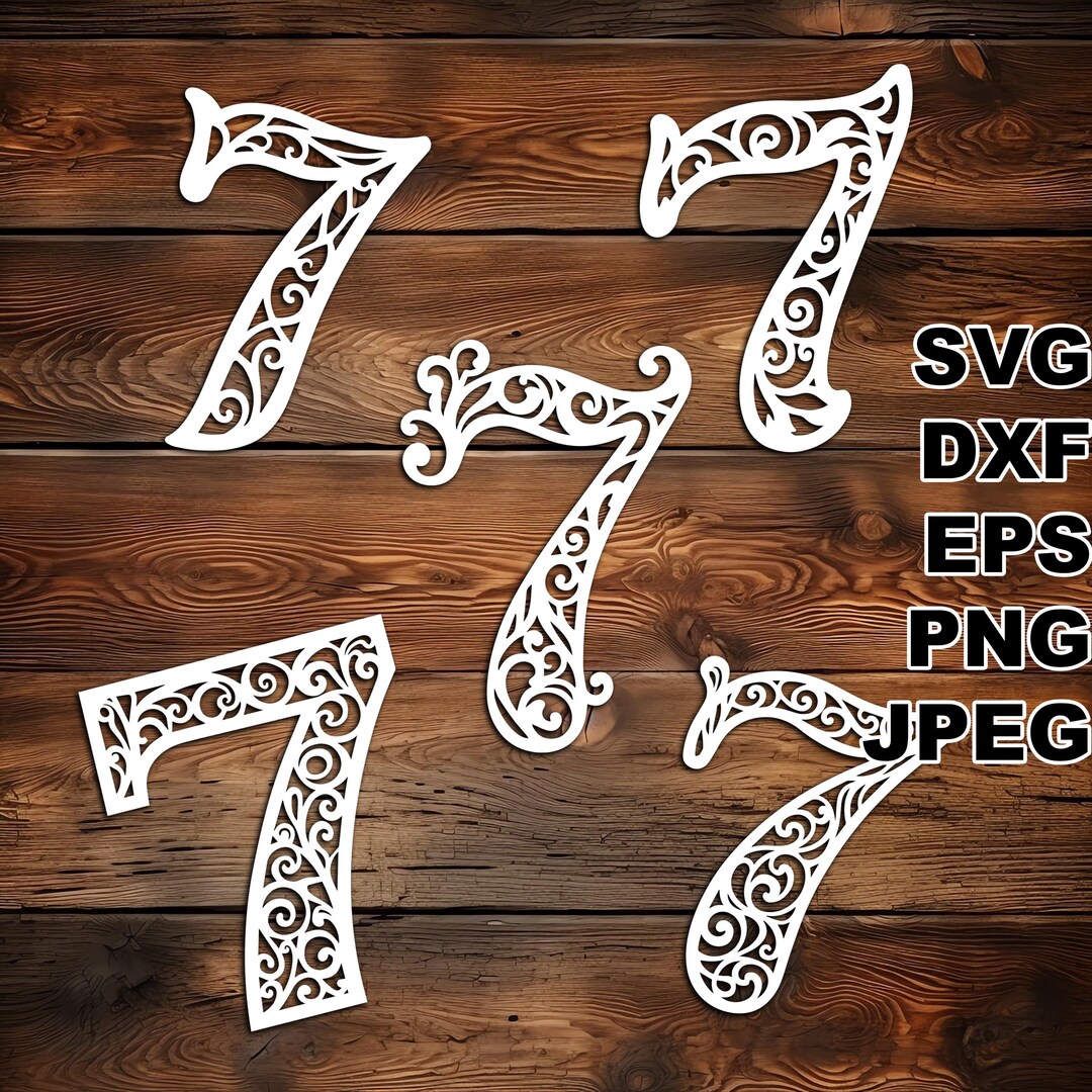 Filigree Number 7 SVG Cut Files (svg Dxf Png Eps Jpeg) Silhouette ...