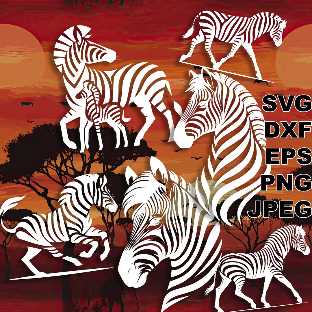 Zebra SVG Cut Files (svg Dxf Png Eps Jpeg) Vinyl and Paper Cut, CNC ...