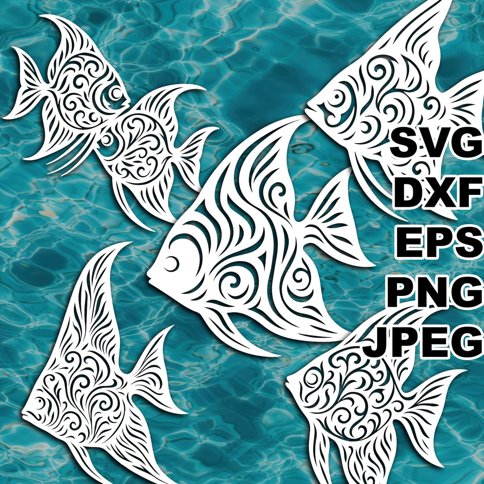 Filigree Angelfish SVG Cut Files (svg Dxf Png Eps Jpeg) Silhouette ...