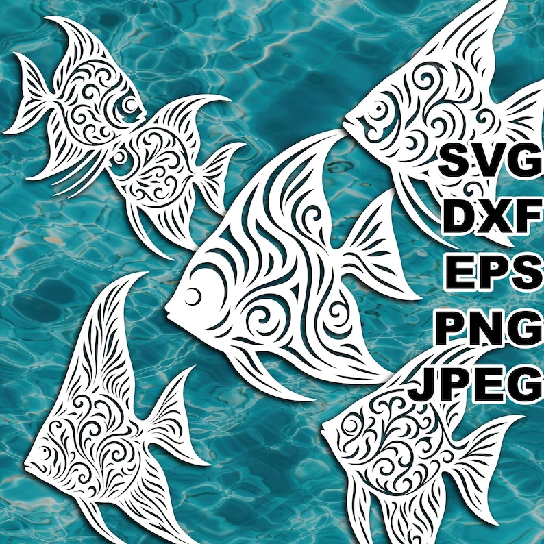 Filigree Angelfish SVG Cut Files (svg Dxf Png Eps Jpeg) Silhouette ...
