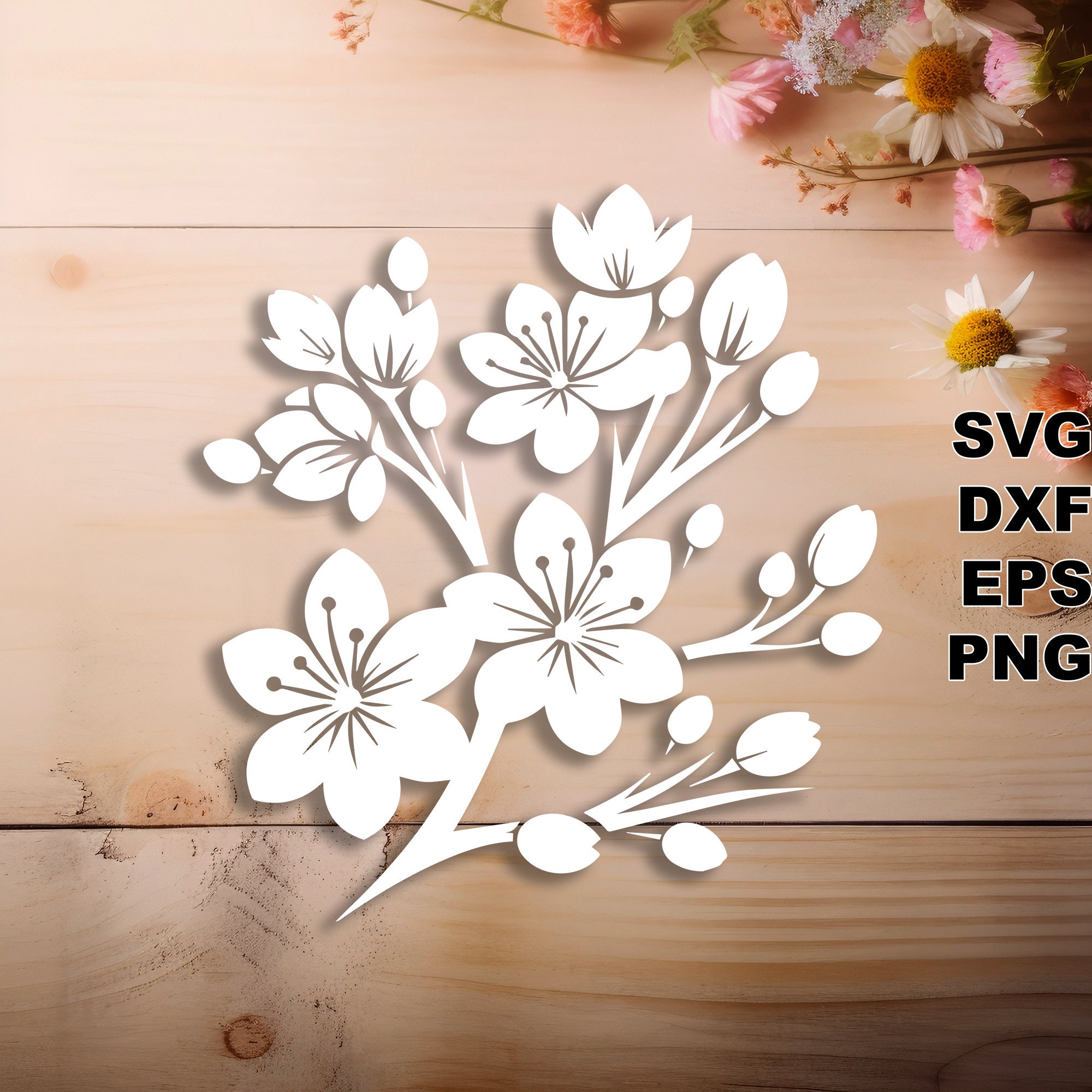 Japanese Flora SVG Cut Files (svg Dxf Png Eps) Vinyl and Paper Cut, CNC ...