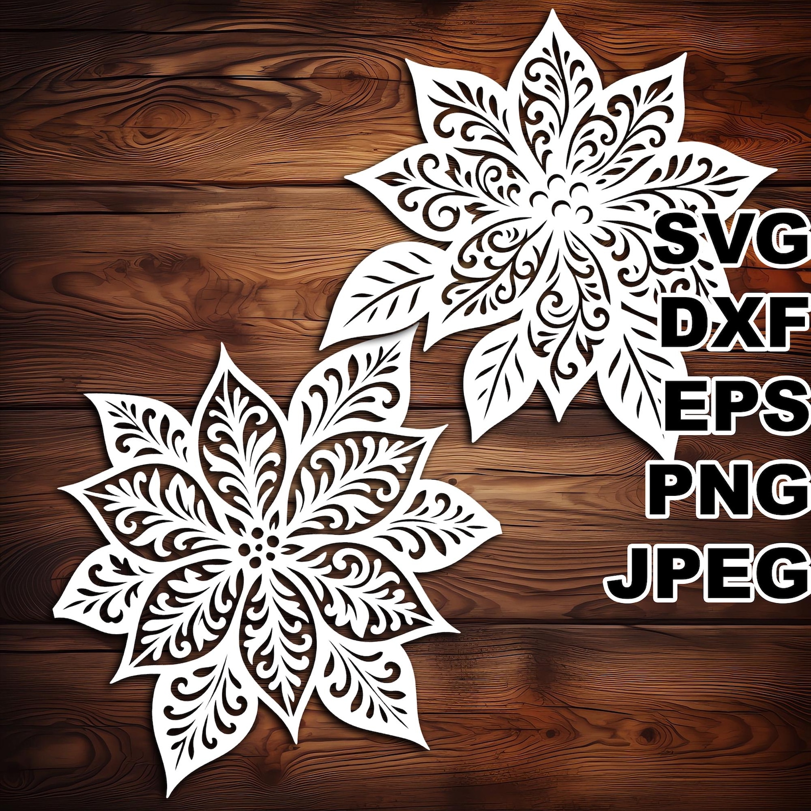 Filigree Poinsettia SVG Cut Files (svg Dxf Png Eps Jpeg) Silhouette ...