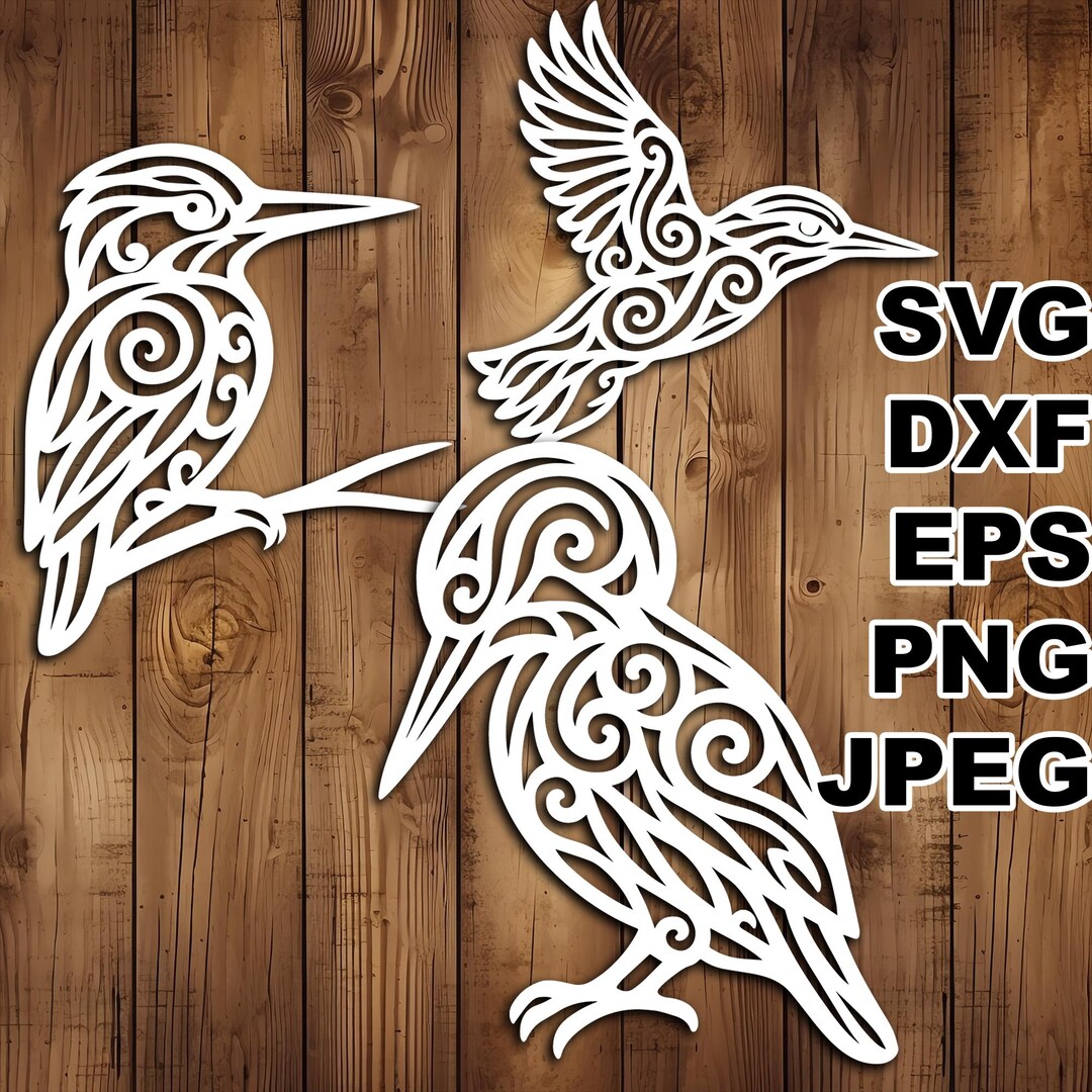 Filigree Kingfisher SVG Cut Files (svg Dxf Png Eps Jpeg) Silhouette ...