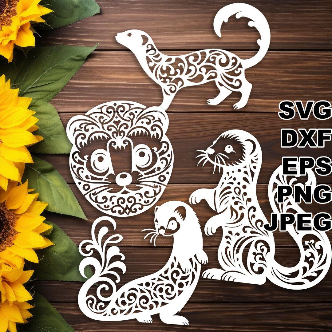 Elegant Ferrets SVG Cut Files (svg Dxf Png Eps Jpeg) Silhouette ...